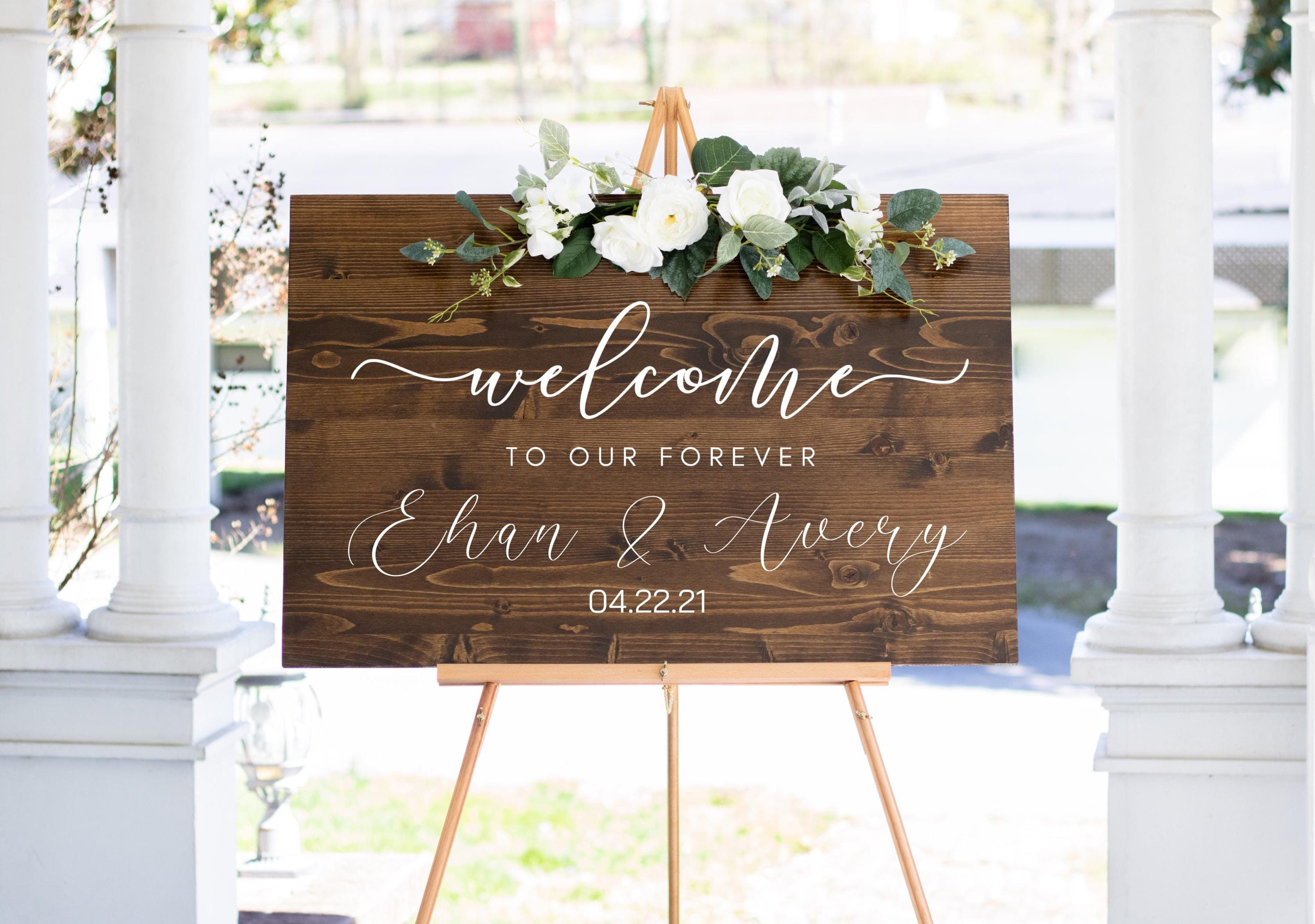 Personalized Wooden Wedding Welcome Sign: Stained 3D Keepsake - Etsy