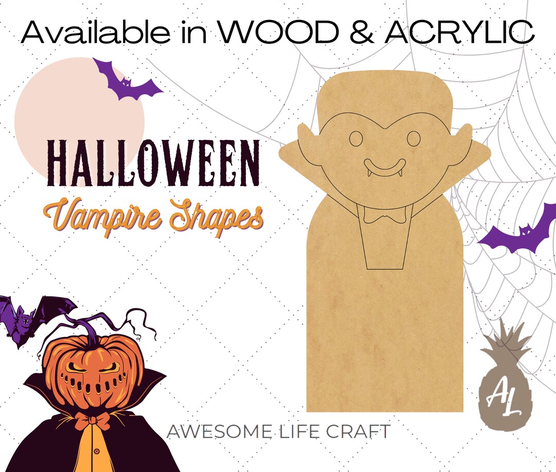 Vampire Finger Puppet Wood Craft Shape, Unfinished Halloween Vampire ...