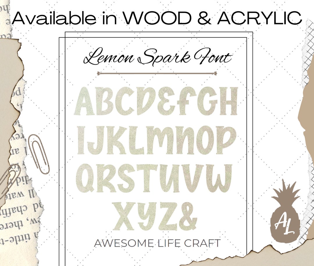 Unfinished Wood Letters, Lemon Spark Font, Paintable MDF Font, DIY Wall ...