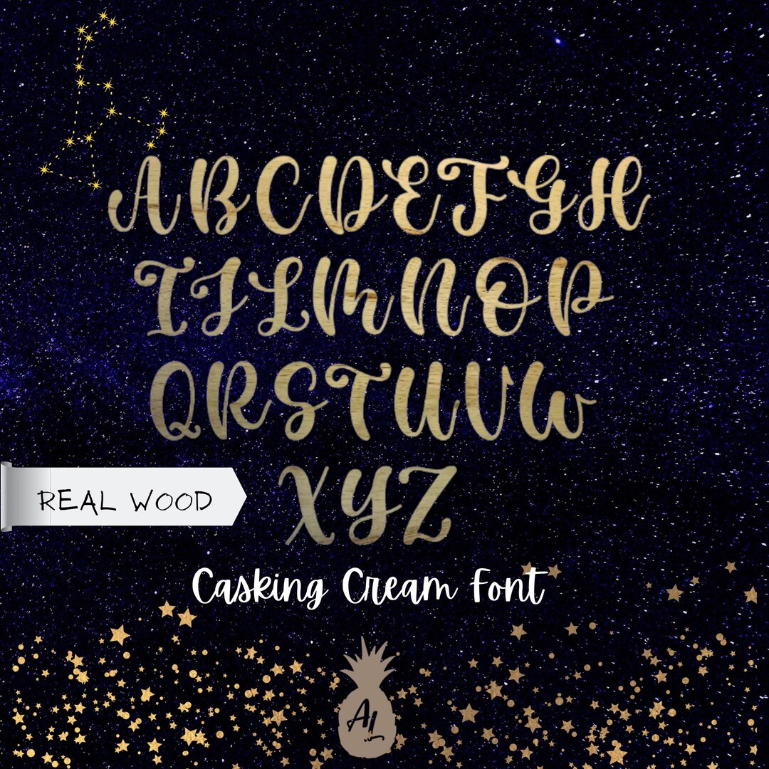 Wooden Script Letters, Unfinished Wood Cursive Casking Cream Font, DIY ...