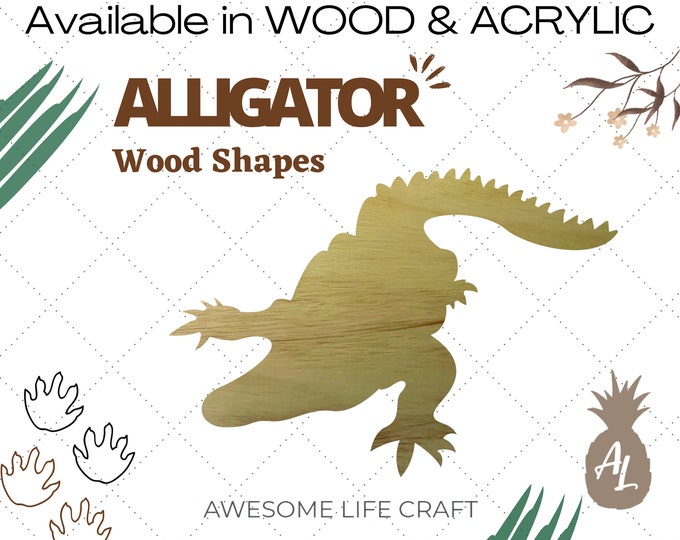 Alligator Cutout, Cartoon Swamp Gator Unfinished Craft, Dancing ...