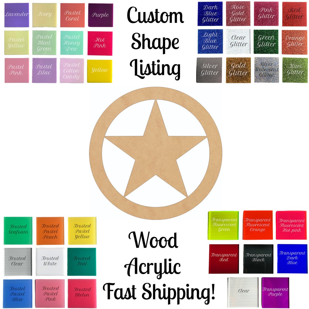 Texas Star Acrylic Shape: Unfinished DIY Craft, Glitter & Mirror ...