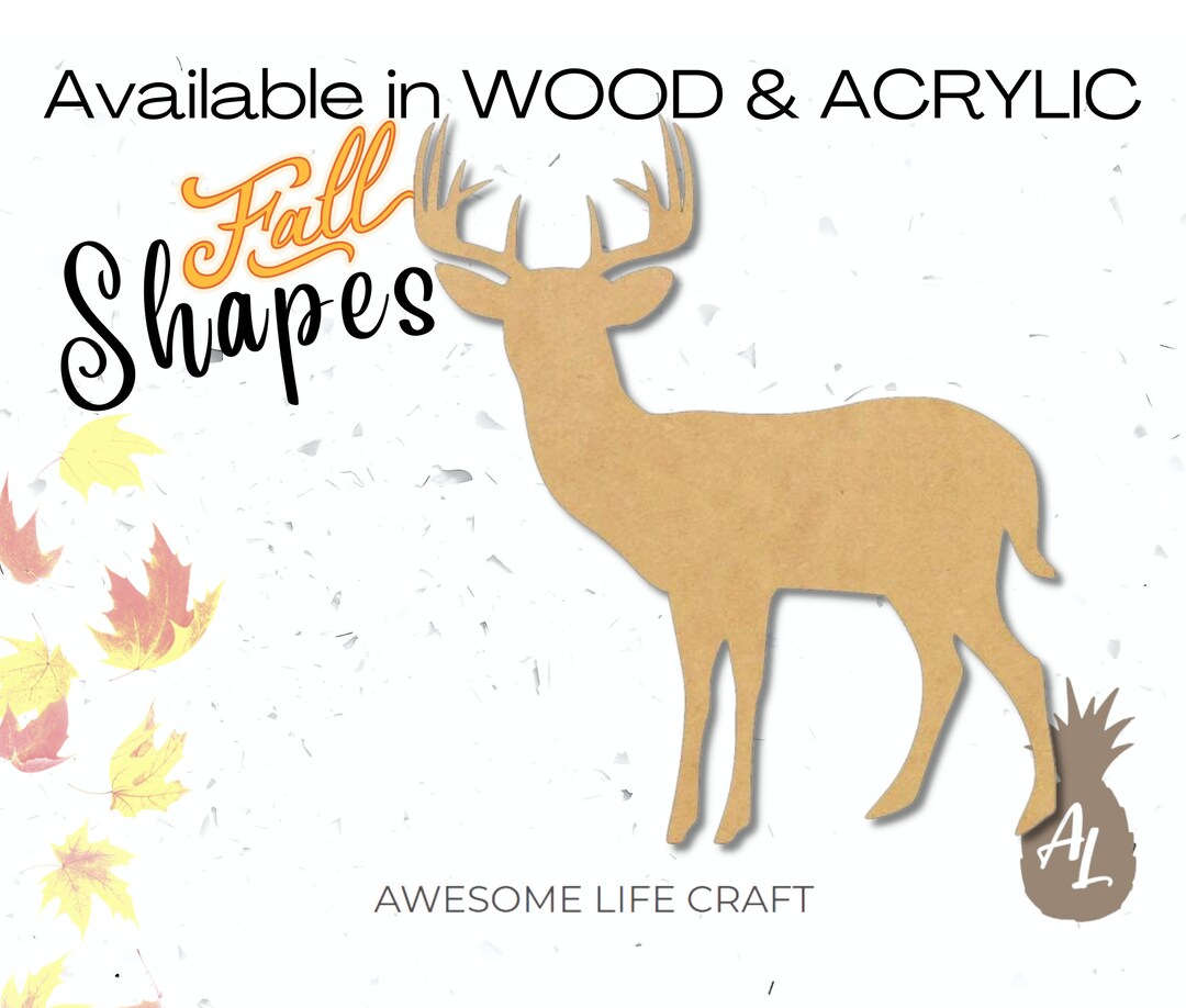 Buck Deer Craft Shape: Unfinished Wood or Glitter Acrylic Cutout - Etsy