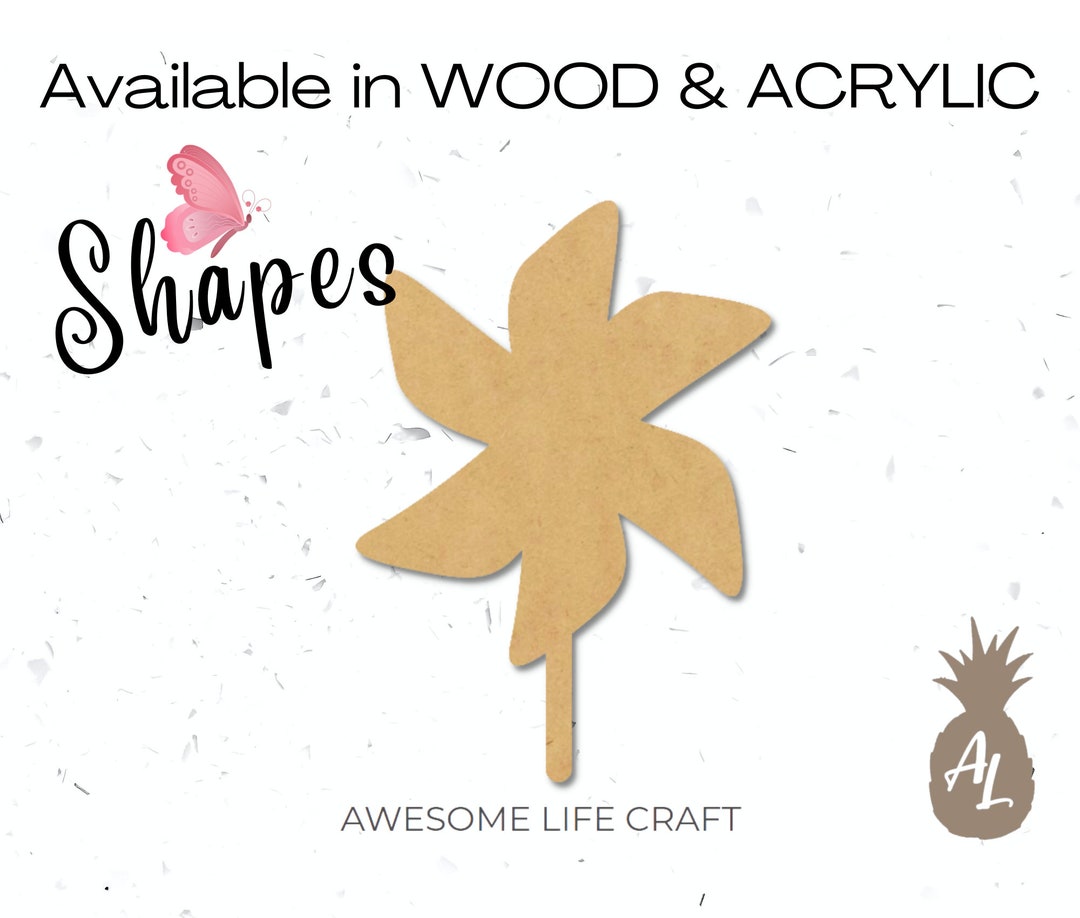 Unfinished Wood Pinwheel Shape: Craft Cutout, Acrylic Option - Etsy