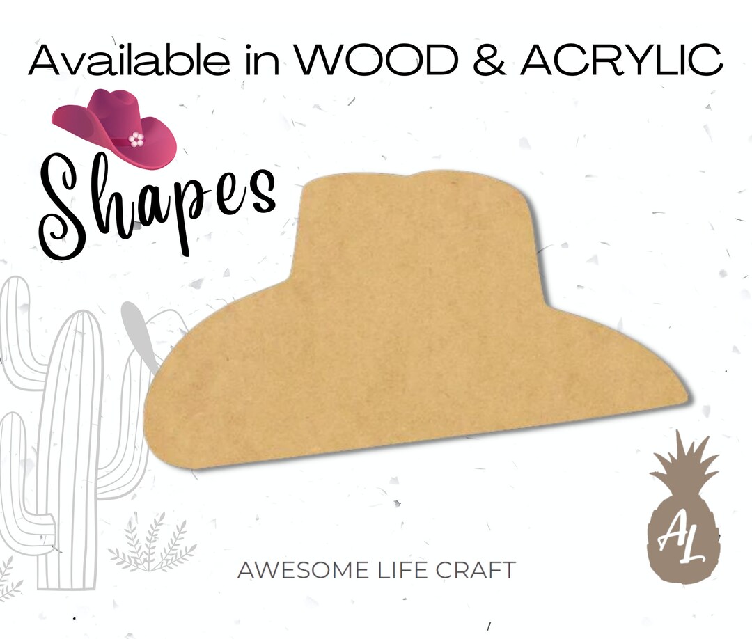 Wooden Cowboy Hat Craft Cutout Unfinished Paintable Craft - Etsy