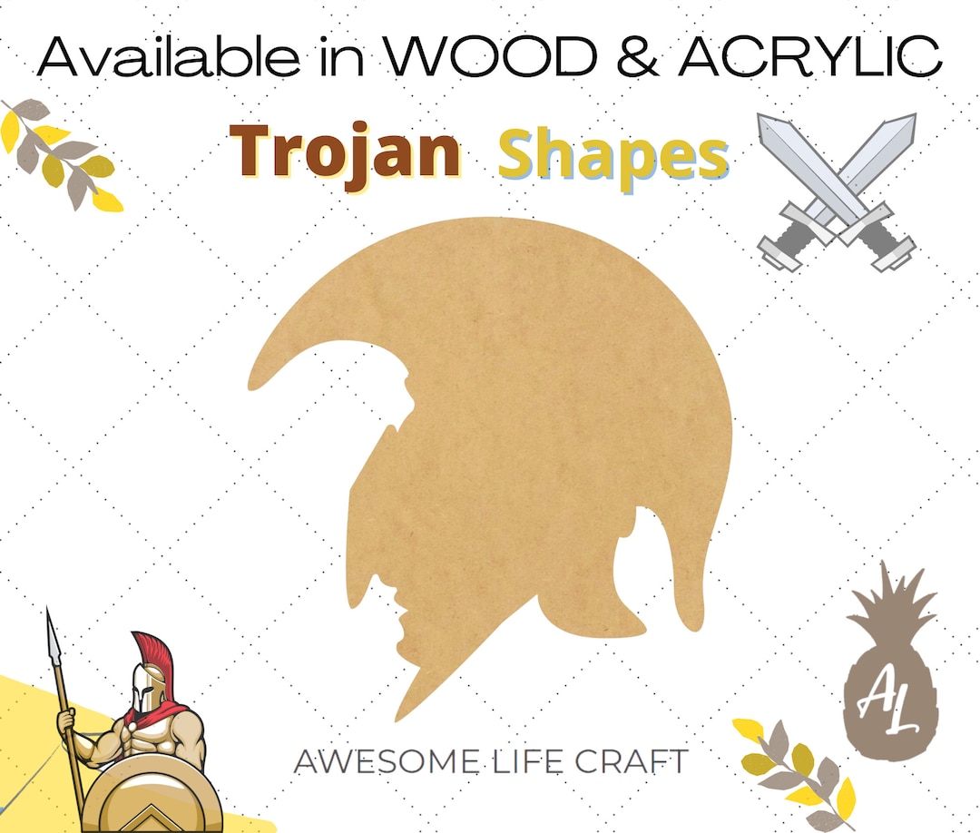 Wood Trojan Craft Cutout, Unfinished Wooden Shape, Trojan Acrylic Shape ...