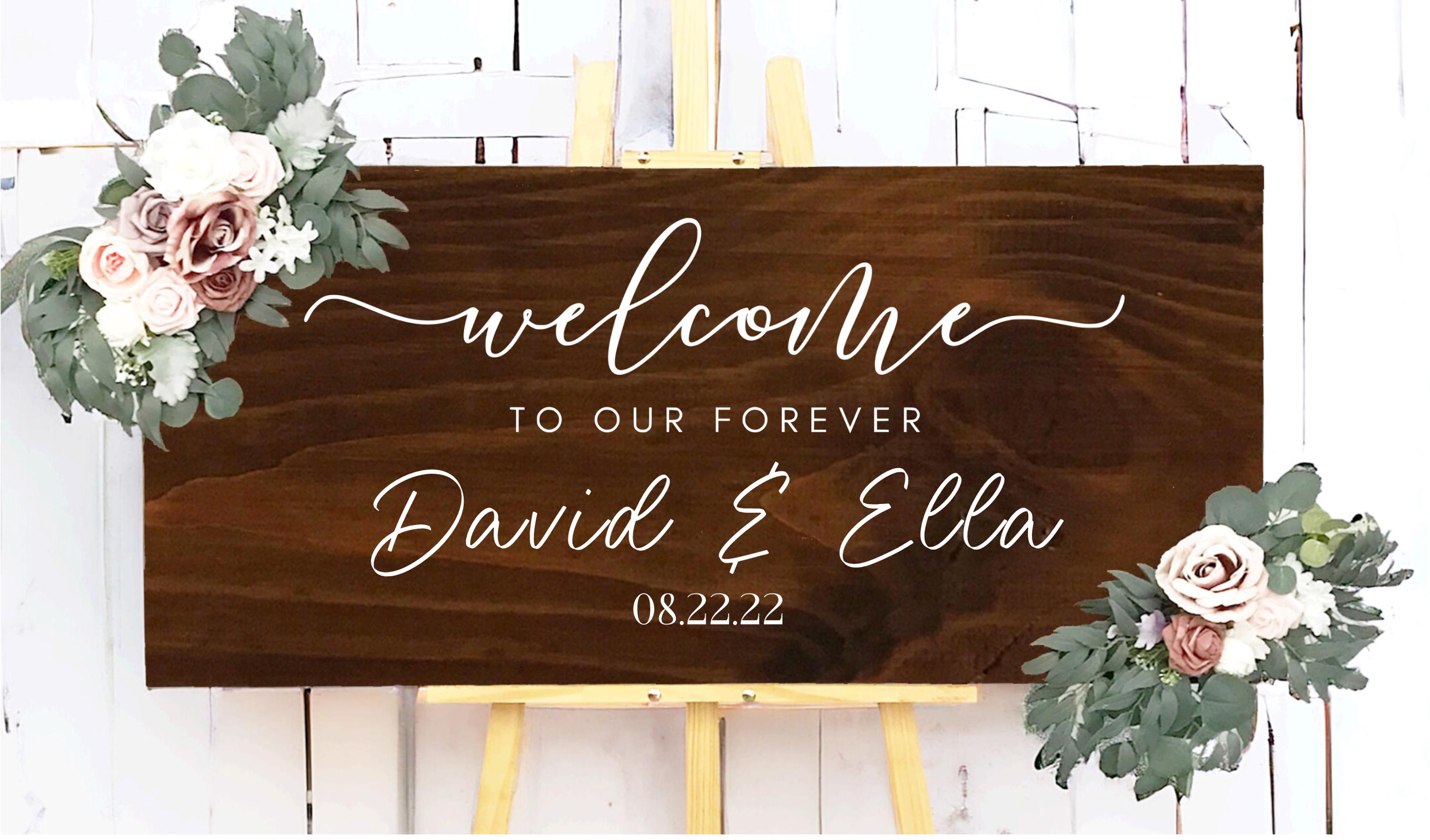 Personalized Wooden Wedding Welcome Sign: Stained 3D Decor - Etsy