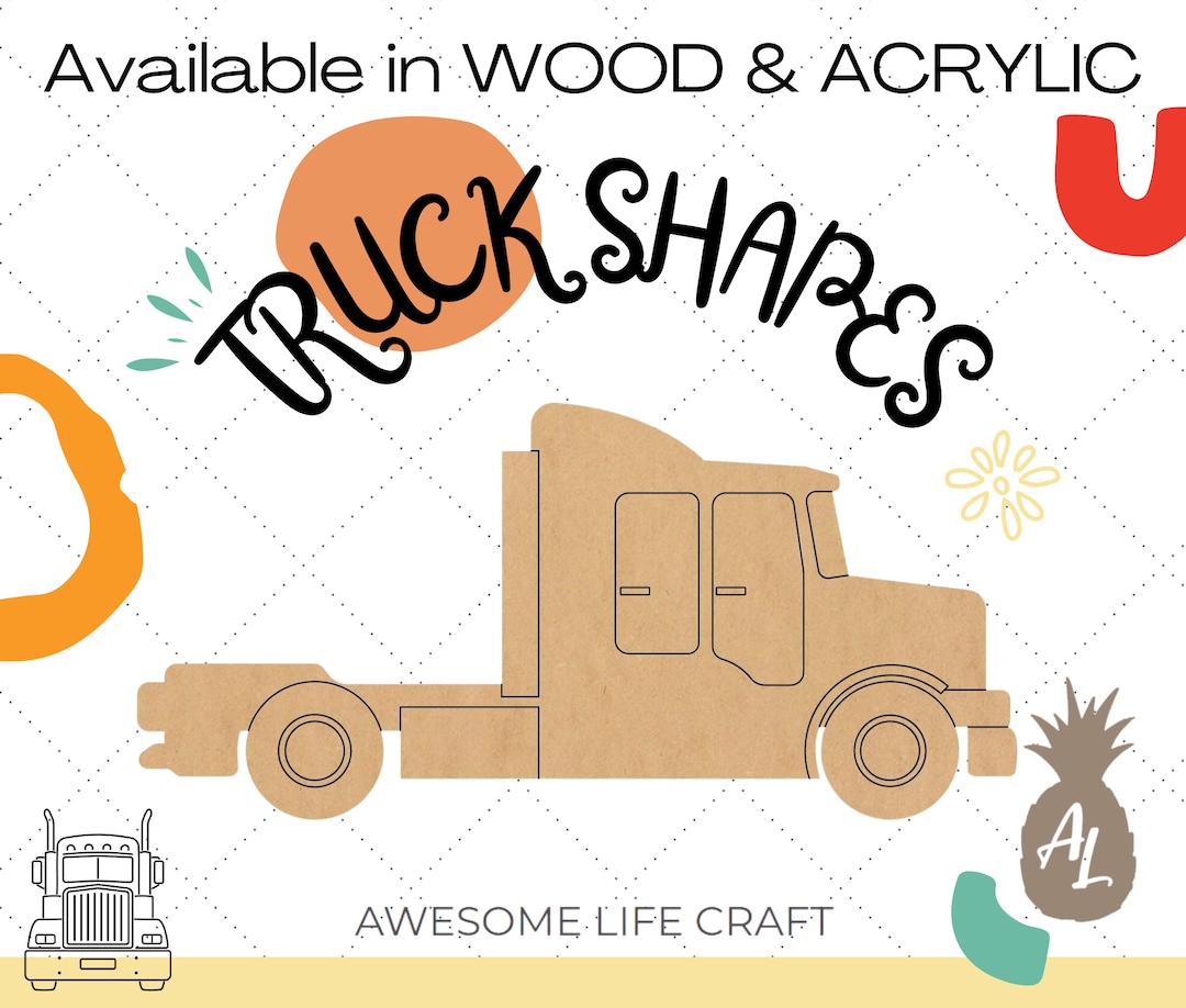 MDF Semi Truck Wood Cutout: Paintable 18 Wheeler Shape - Etsy