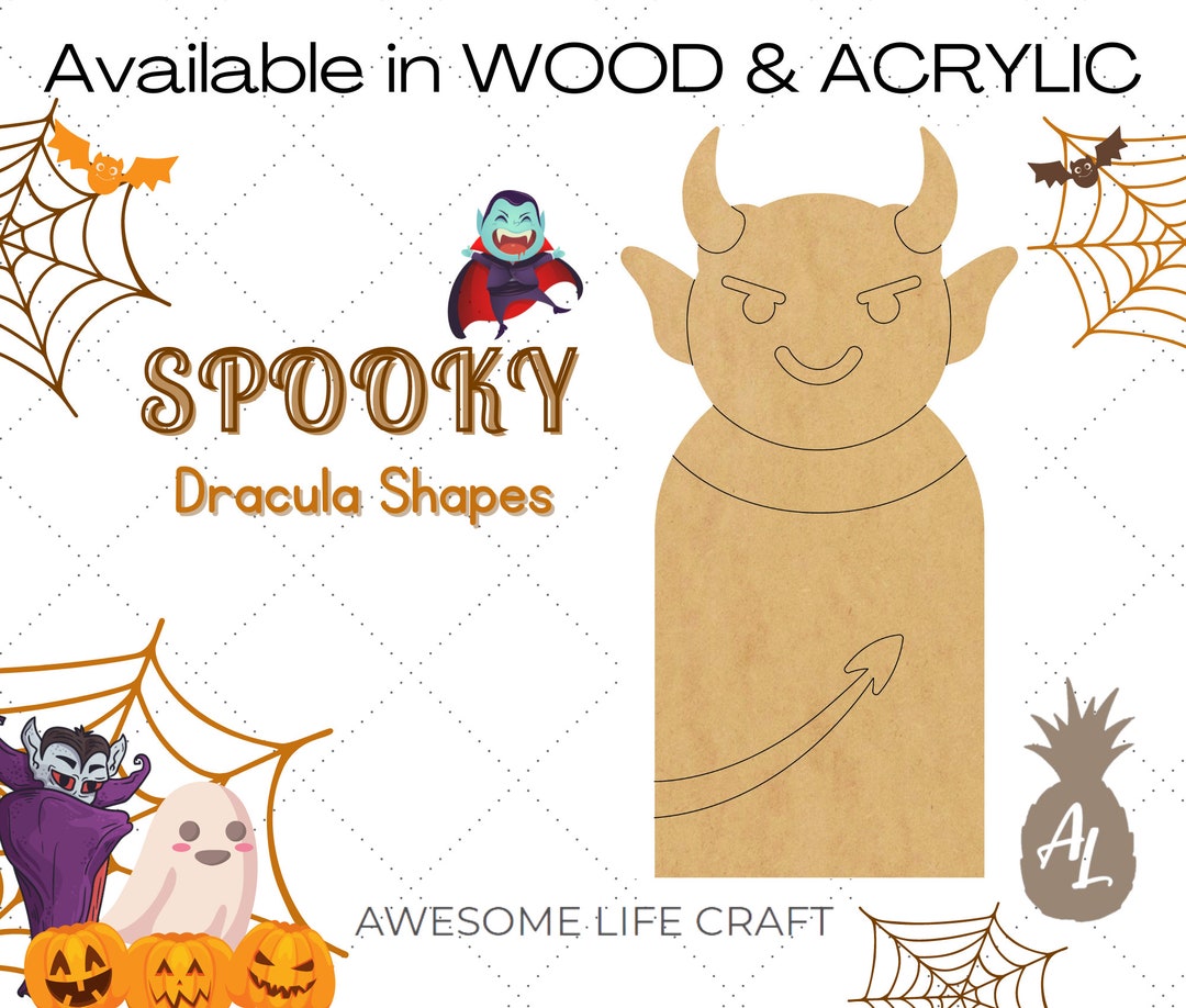 Dracula Finger Puppet Wood Craft Shape, Unfinished Halloween Dracula ...