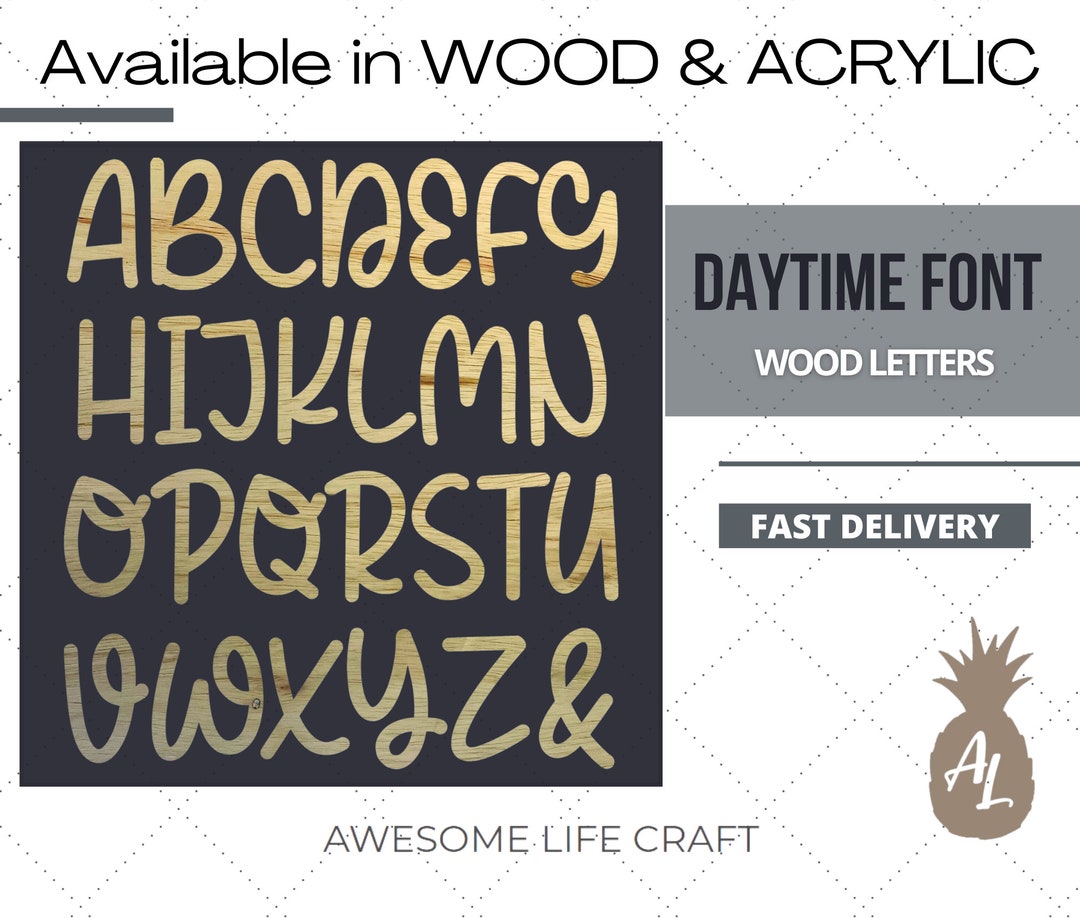 Unfinished Wooden Letters, Wood Grain Paintable Craft Letter, Daytime ...