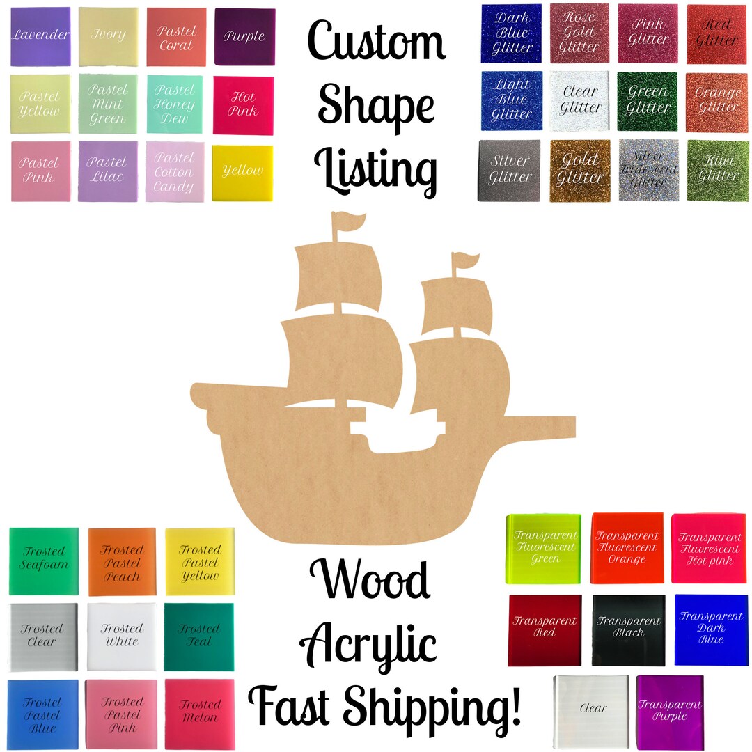 Unfinished Ship Wood Cutout, Wooden Paintable Ship Shape, Glitter ...