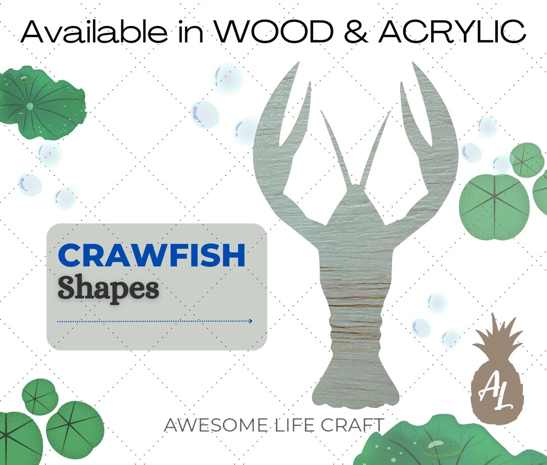 Blank Real Wood Crawfish Craft Shape, Unfinished Wooden Crawfish MDF ...