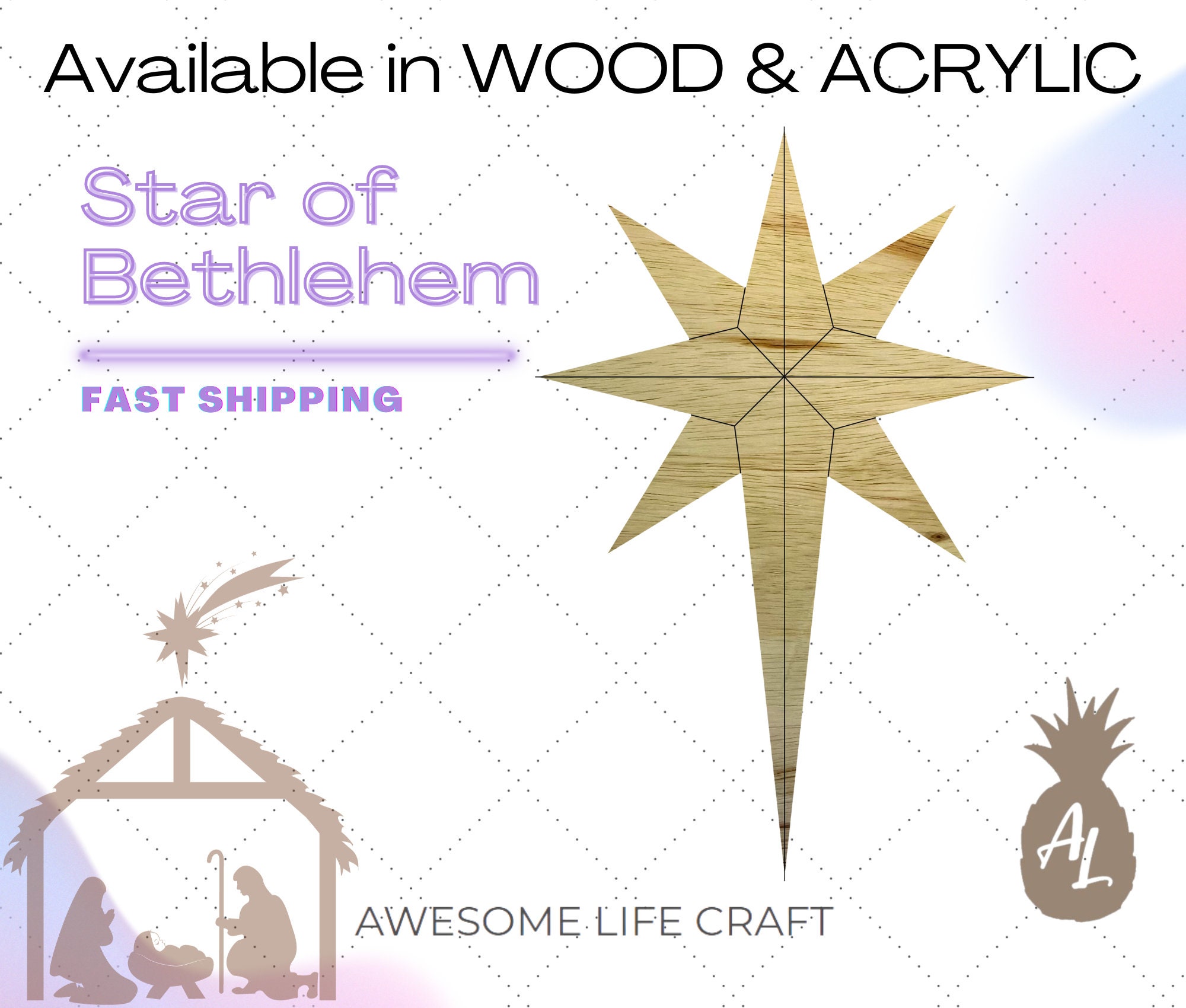 Wood Star of Bethlehem Shape: DIY Nativity Scene Craft - Etsy