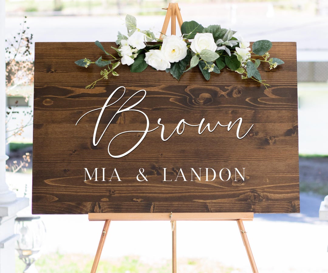 Custom Wooden Wedding Guestbook Sign: 3D Rustic Last Name Sign - Etsy