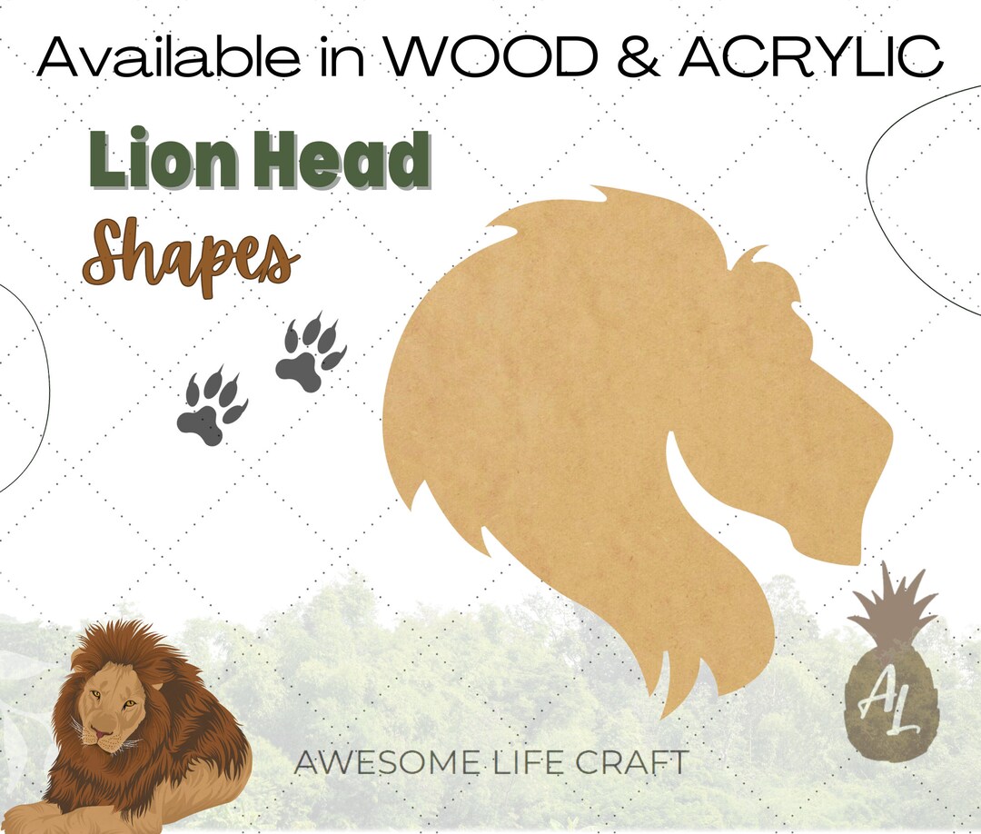 Wood Lion Head Shape: Paintable MDF or Acrylic Craft Mascot - Etsy