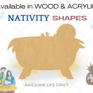 Wooden Baby Jesus Nativity Cutout: Glitter Acrylic Christmas Craft ...