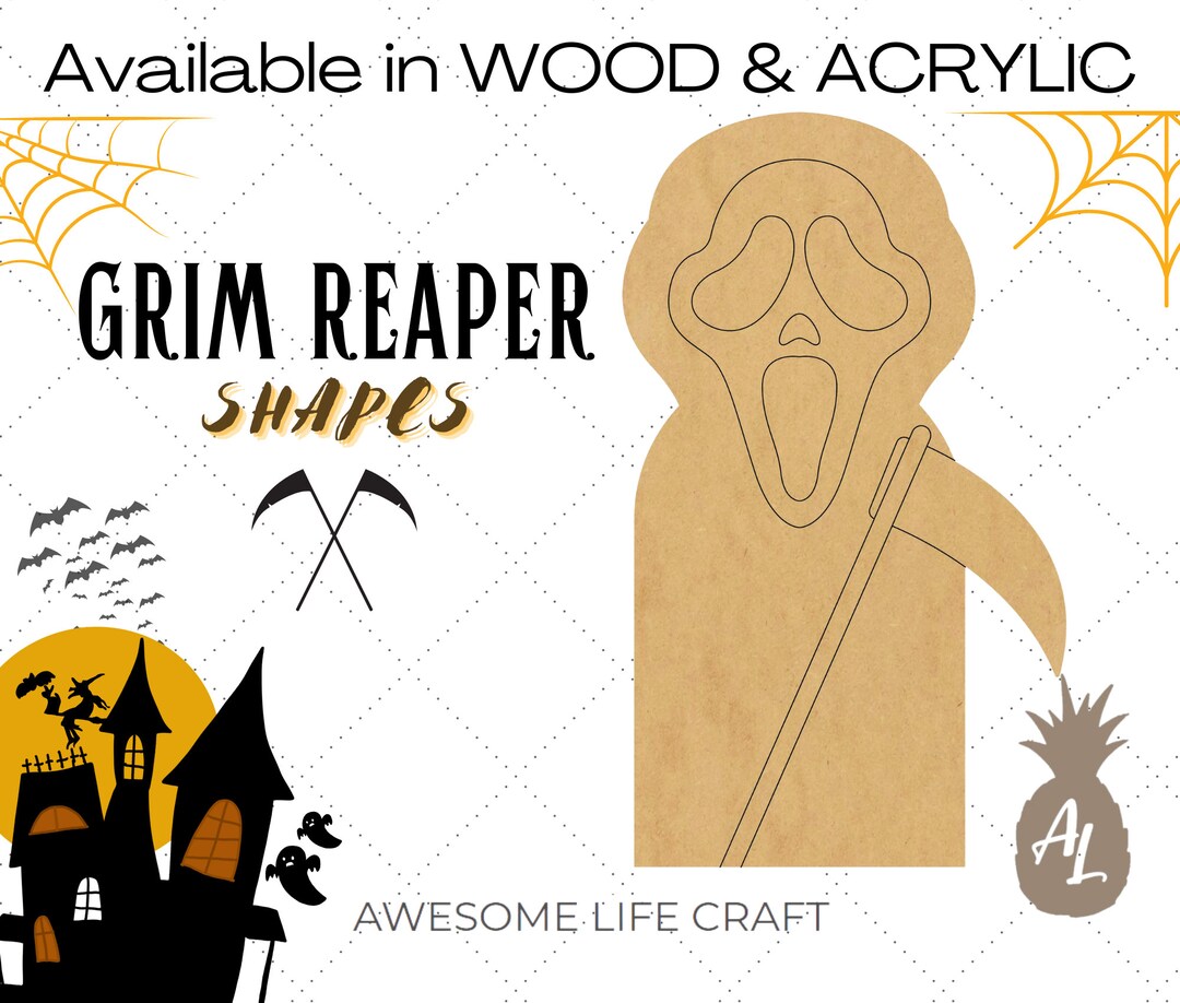 Grim Reaper Finger Puppet Wood Craft Shape, Unfinished Halloween Grim ...