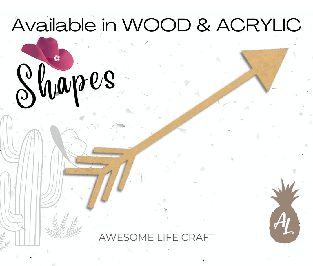 Wooden Skinny Arrow Cutout, Unfinished Paintable Craft, Arrow Acrylic ...