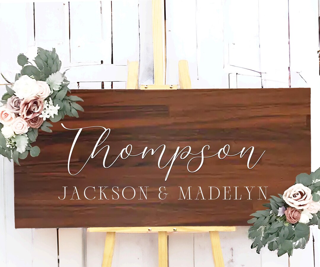 Rustic Wooden Wedding Sign | Custom First and Last Name | Personalized ...
