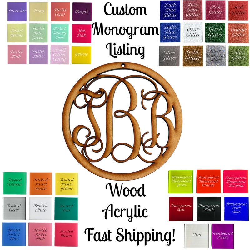 3 Letter Monogram - Etsy