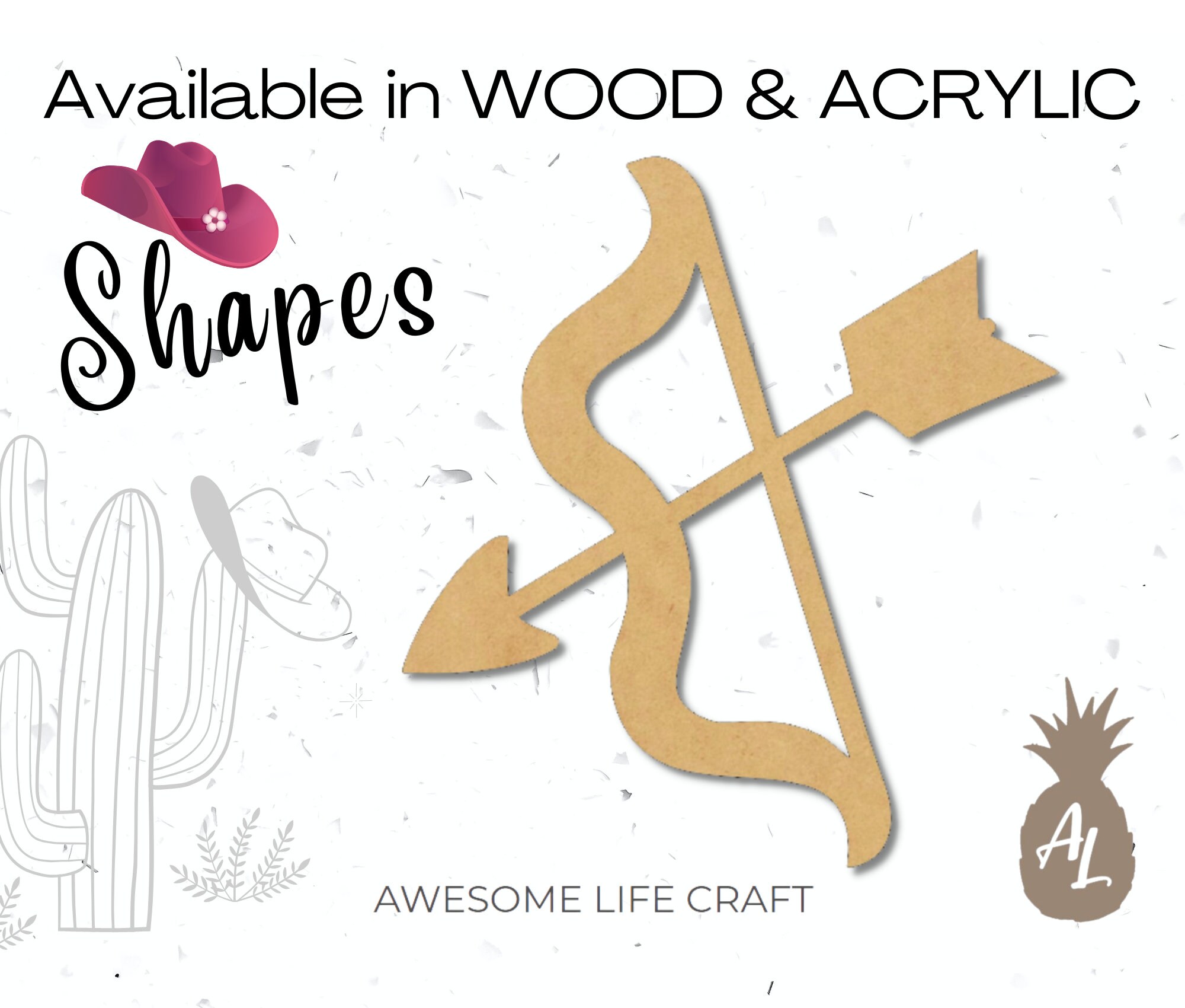 Wooden Bow and Arrow Cutout: Unfinished MDF or Acrylic Shape - Etsy