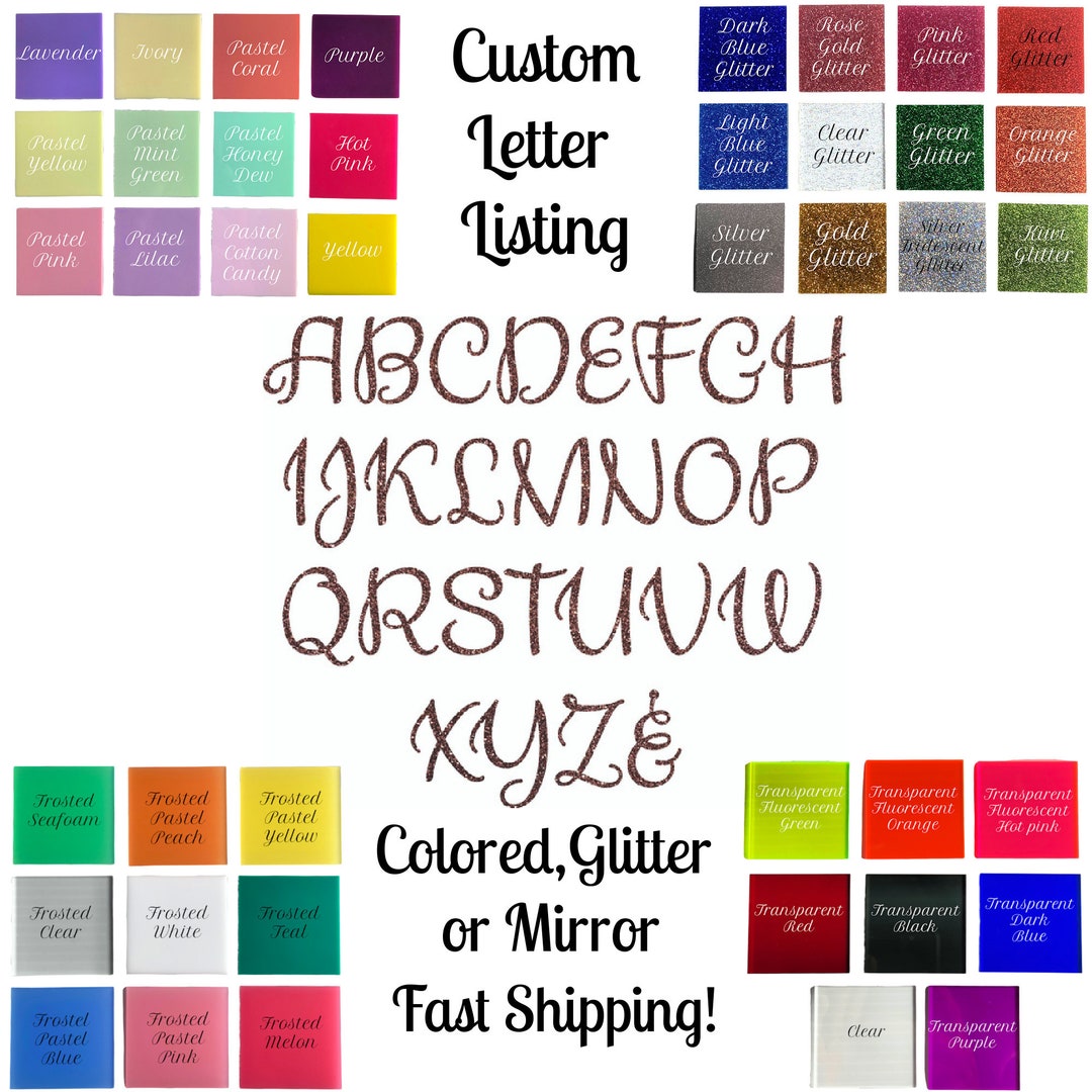 Acrylic Script Letters, Blank Glitter Acrylic Letters, Acrylic Mirror ...