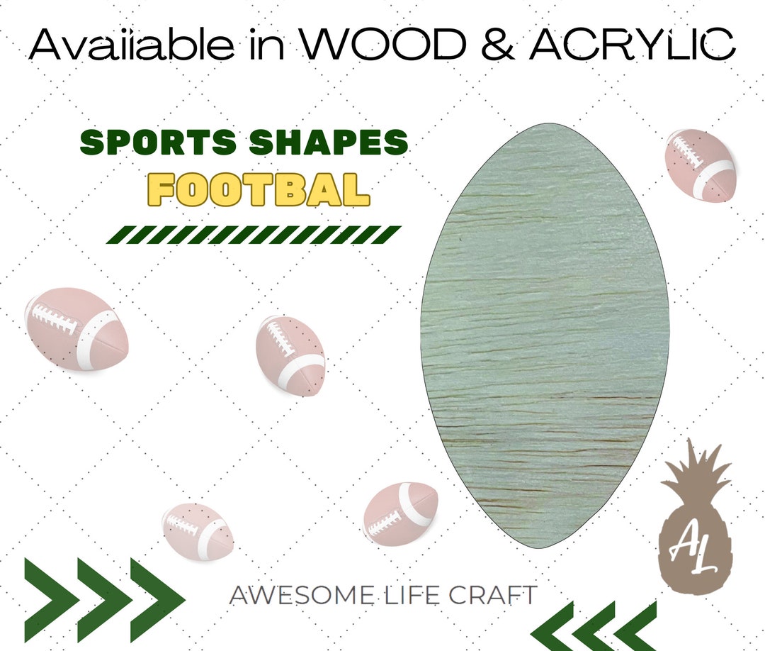 Sports Football Wooden Cutout, Unfinished Wood MDF Football Sports Door ...