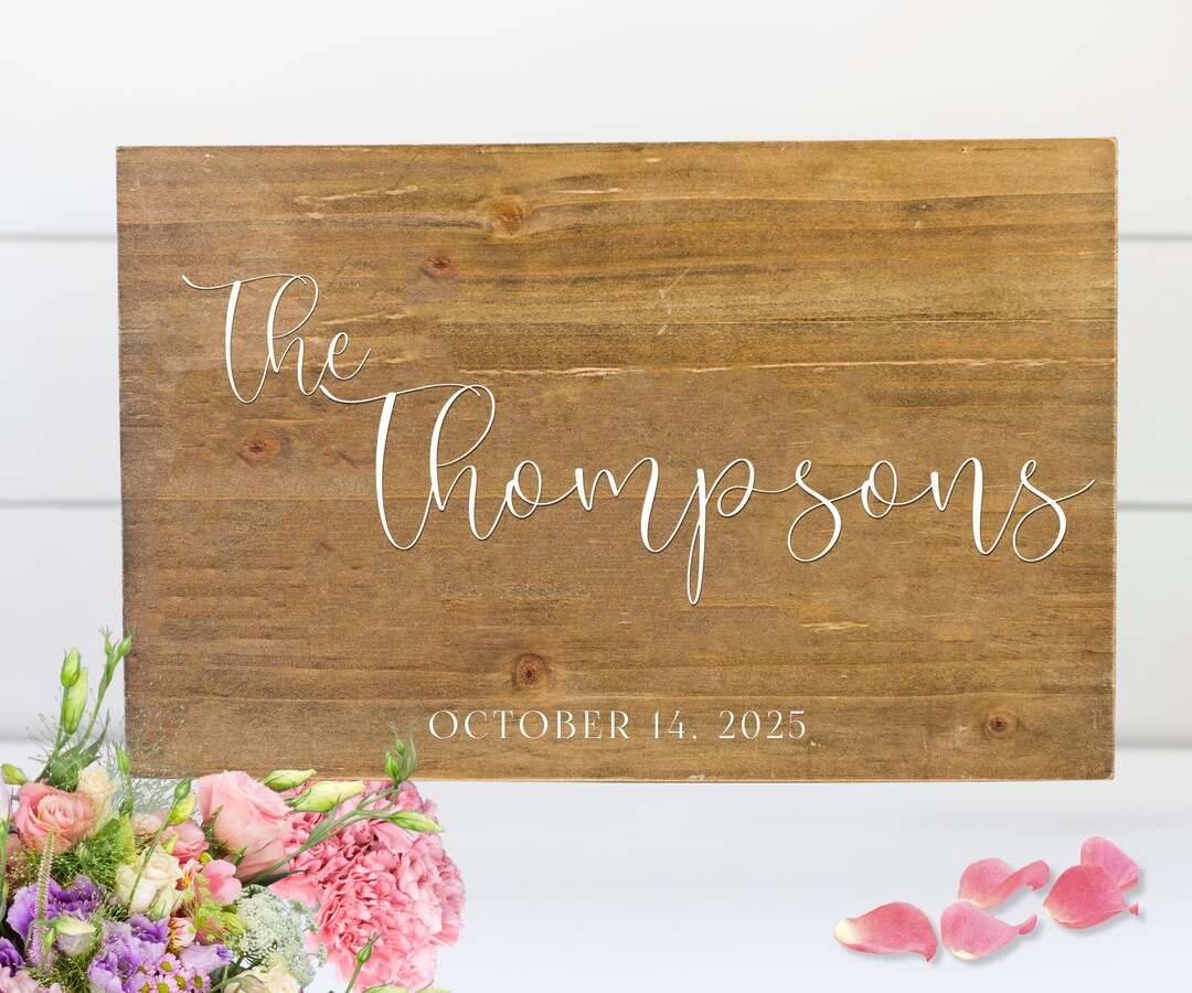 Wedding Name Sign in Wood, Personalized Wedding Guest Book Reception ...