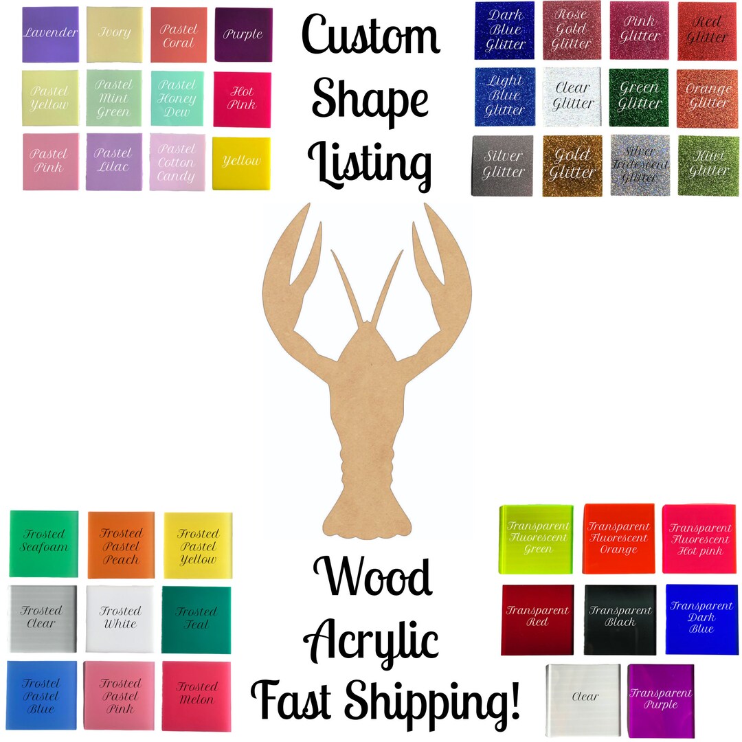 Wooden Crawfish Cutout: Acrylic Glitter Craft, DIY Project - Etsy
