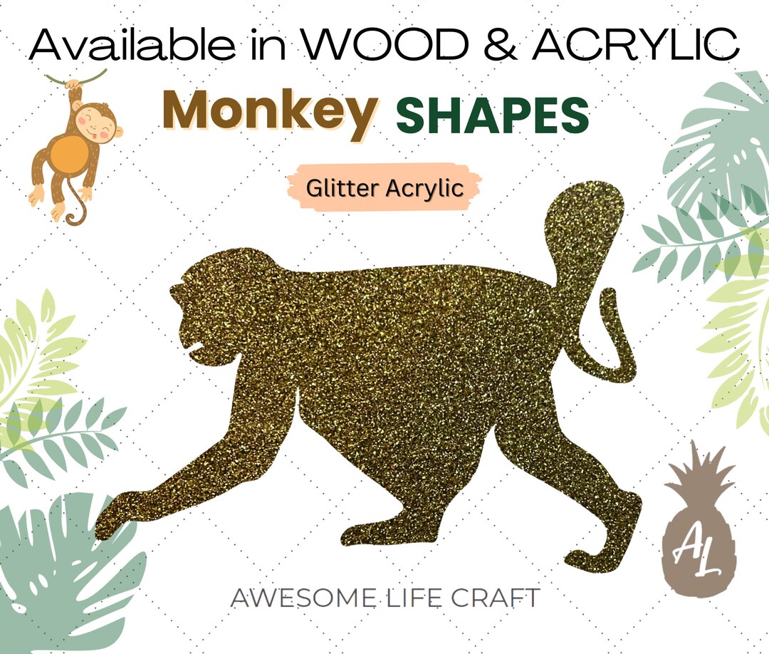 Wooden Monkey Cutout, Unfinished Wood Monkey Craft Shape, Monkey ...