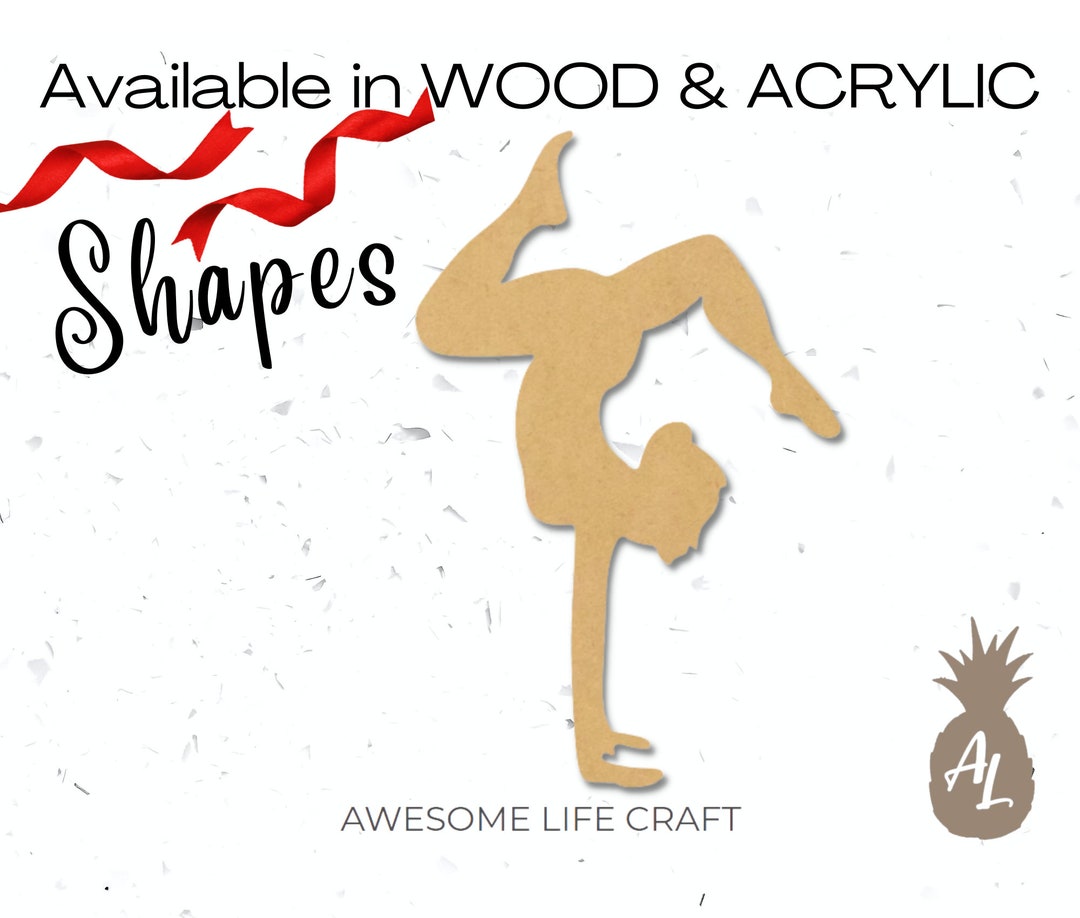 Gymnast Handstand Wood Shape, Unfinished Paintable Craft, Gymnast ...