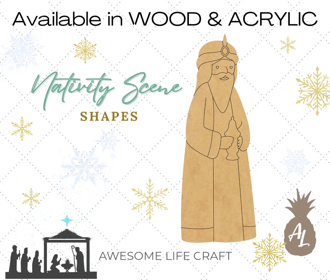 Nativity Scene Wiseman Shape, Unfinished Wooden Christmas Craft, Blank ...