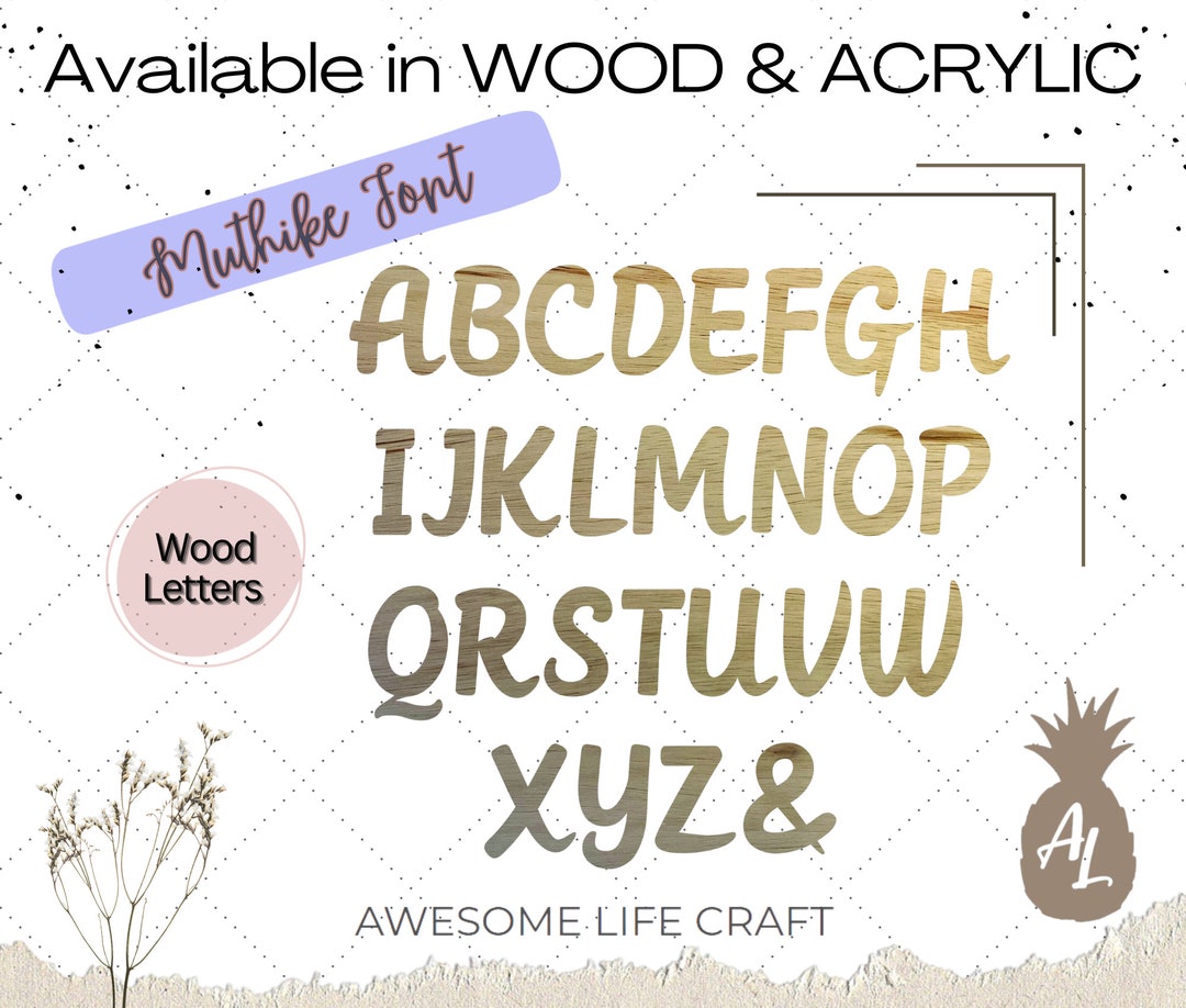 Alphabet Wood Letters, Unfinished Wooden Craft Letters, Muthike Font ...