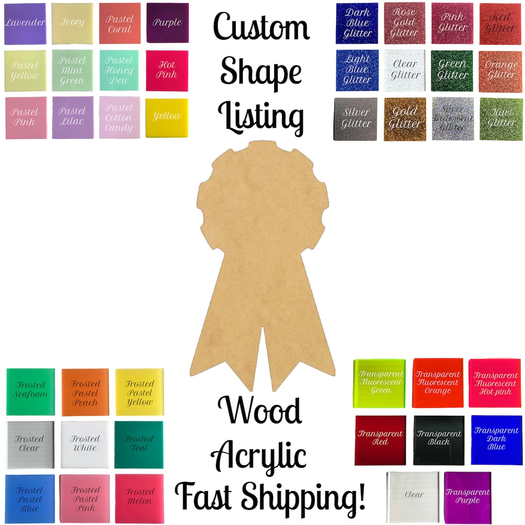 Prize Award Ribbon Wooden Craft Shape, Unfinished Basic Wall Cutout ...