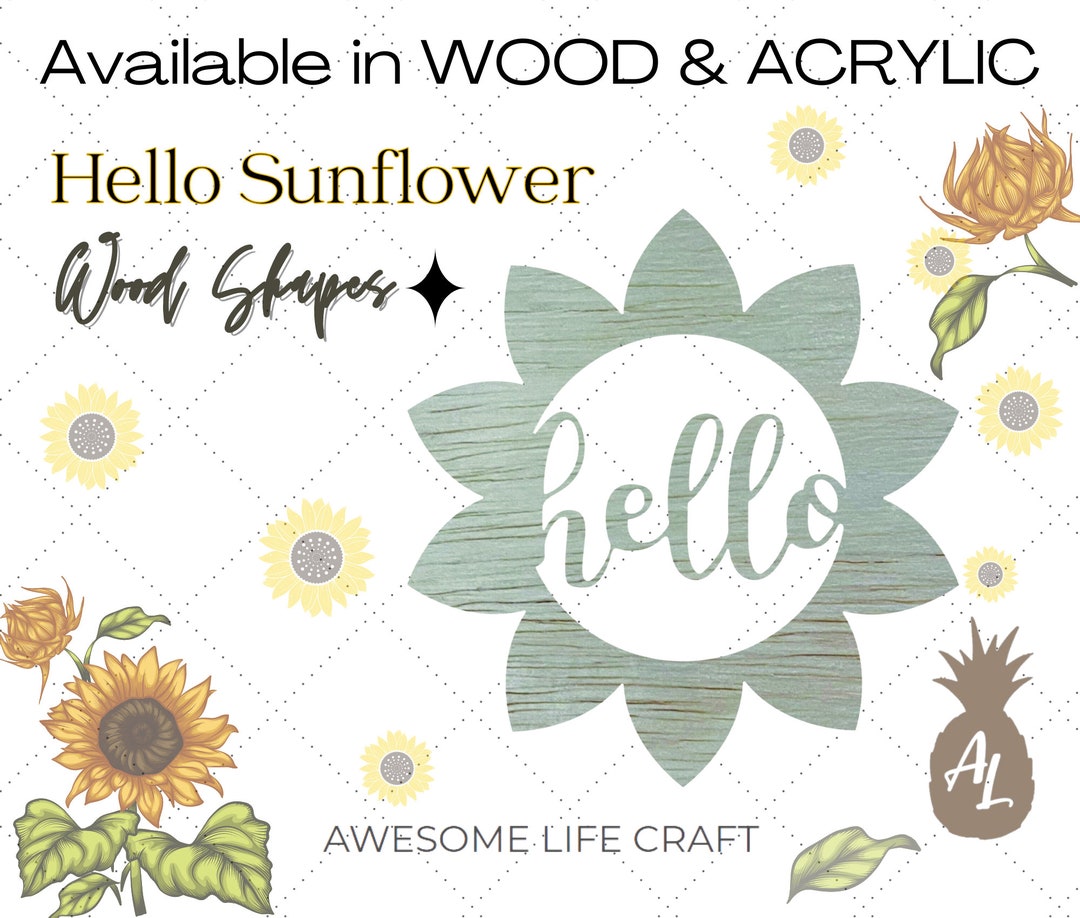 Unfinished Hello Sunflower Craft Shape, Blank Wooden Sunflower ...