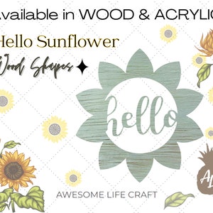Unfinished Hello Sunflower Craft Shape, Blank Wooden Sunflower ...