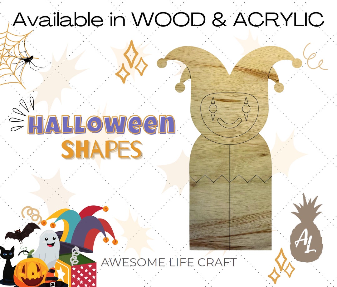 Jester Finger Puppet Wood Shape, Unfinished Halloween Finger Puppet ...