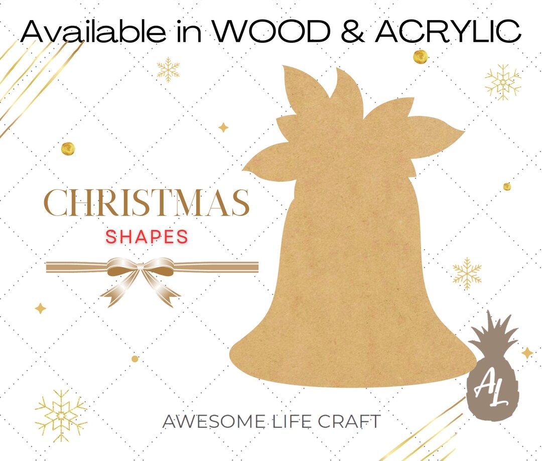 Wood Christmas Bell Shape: Unfinished MDF or Acrylic Cutout - Etsy