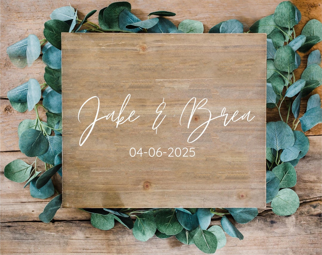 Rustic Wedding Guest Book Sign | Custom Name & Date | Wooden Sign ...