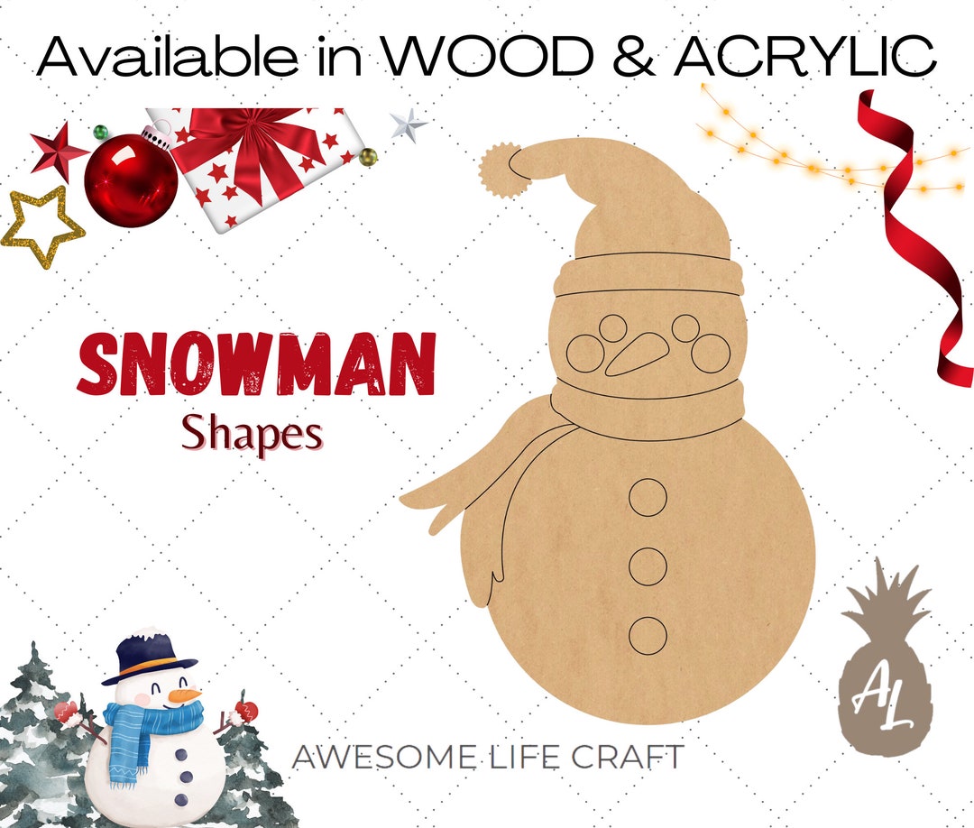 Snowman With Scarf Wooden Shape Christmas Craft Cutout - Etsy