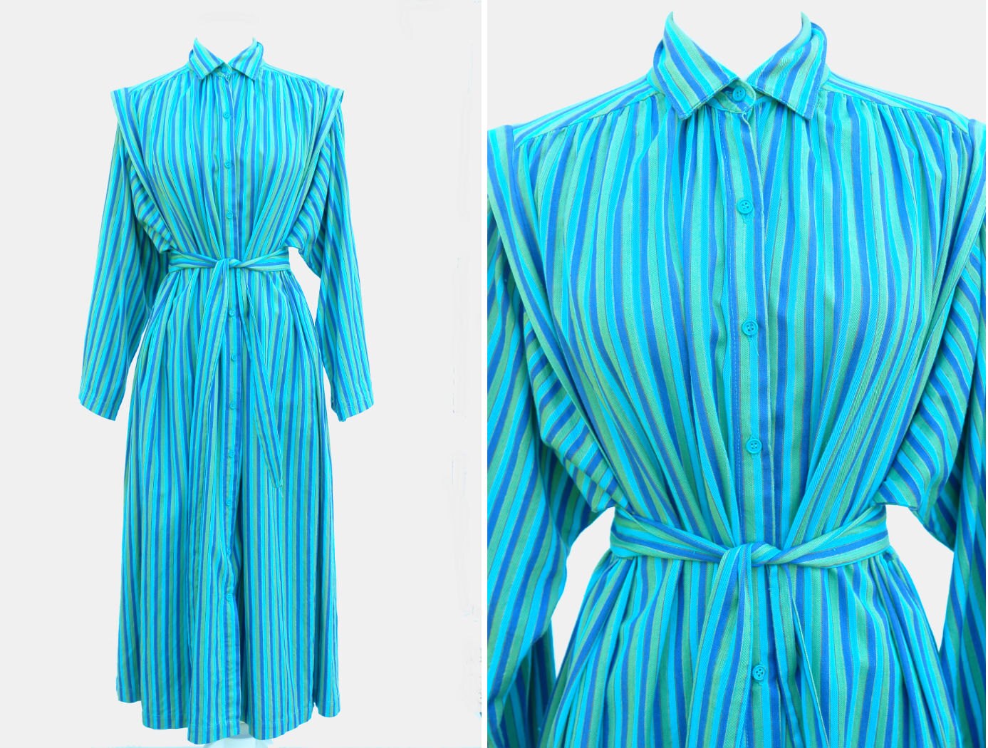 ADINI Vintage Kaftan Maxi Dress Striped India Cotton 1970s - Etsy
