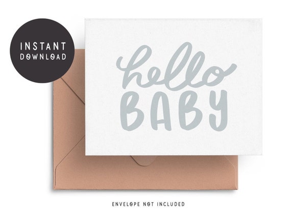 Printable New Baby Card Hand-lettered Baby Card Welcome New | Etsy