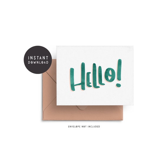 Printable Hello Card Downloadable Any Occasion Card | Etsy Canada