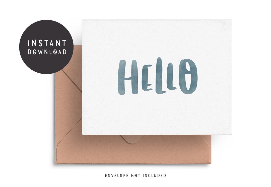 Printable Hello Card, Downloadable Any Occasion Card - Etsy