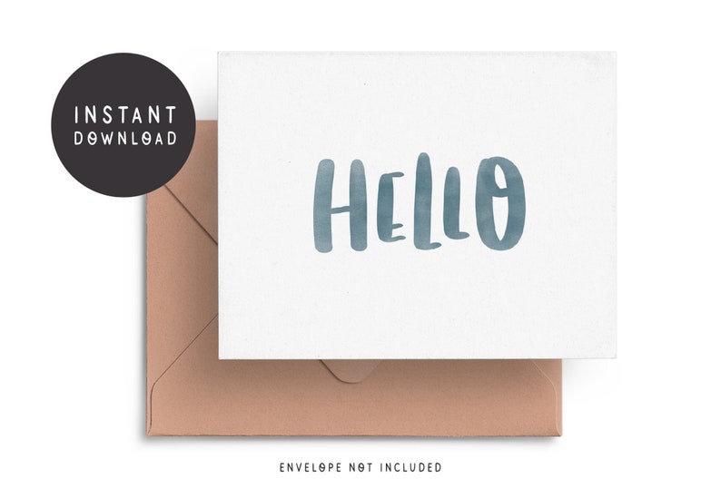 Printable Hello Card, Downloadable Any Occasion Card - Etsy