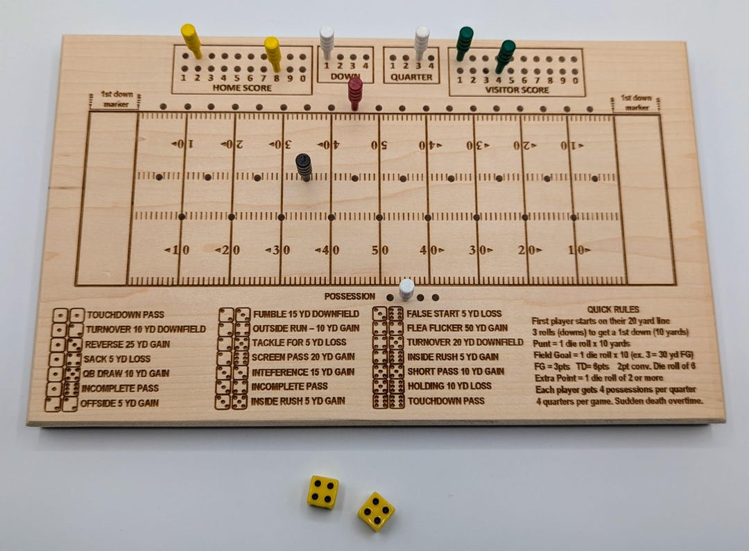 Solid Maple Football Dice Game - Etsy