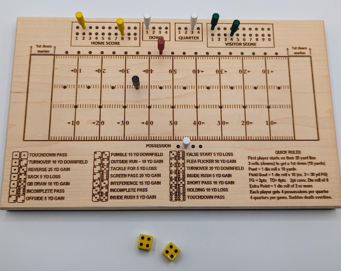Solid Maple Football Dice Game - Etsy