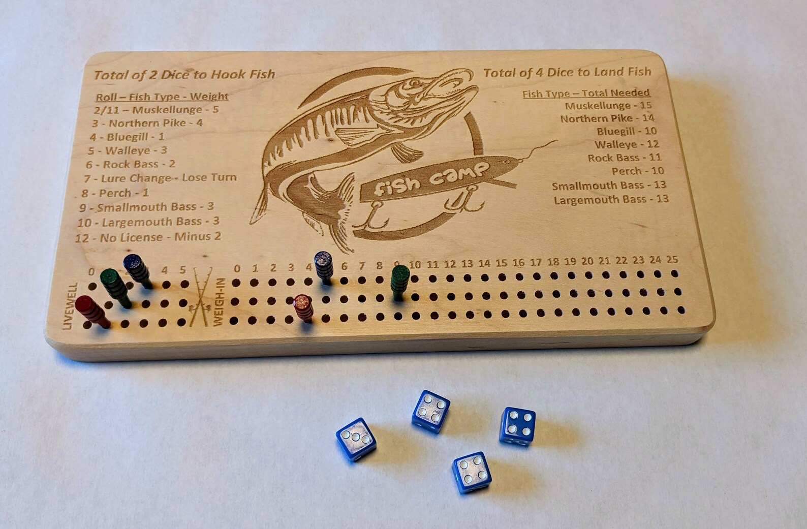 Solid Maple Fish Camp Dice Game - Etsy