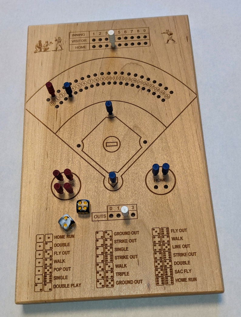 Solid Maple Baseball Dice Game | Etsy