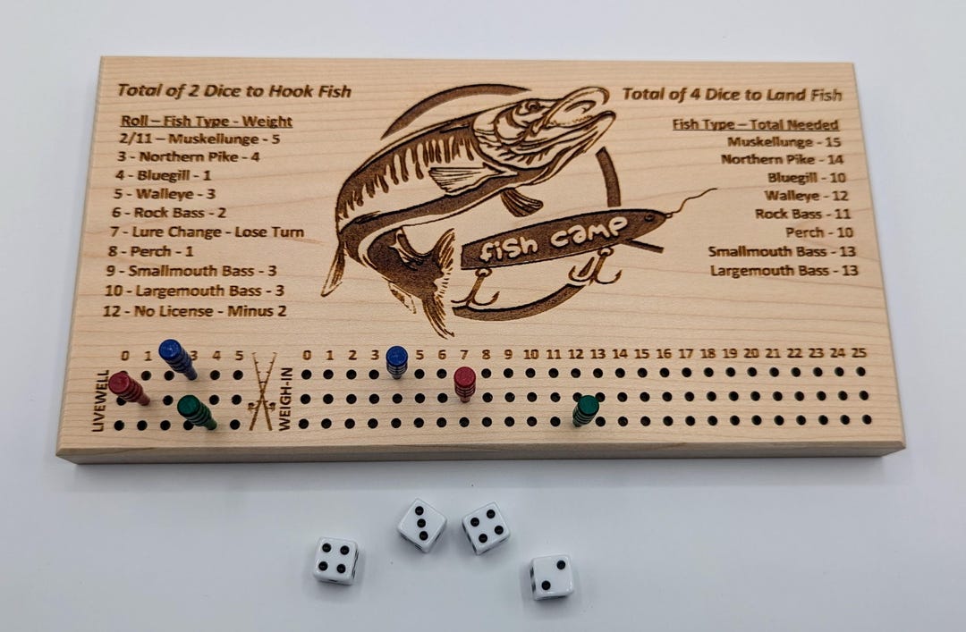 Solid Maple Fish Camp Dice Game - Etsy